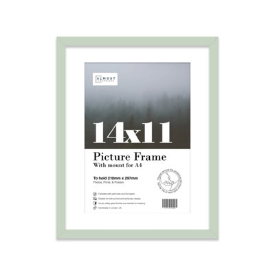 14x11" Mint Green Frame With Mount for A4 Pictures 20mm Slim Edge ...
