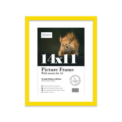 14x11" Yellow Frame With Mount for A4 Pictures 20mm Thin Edge Portrait ...