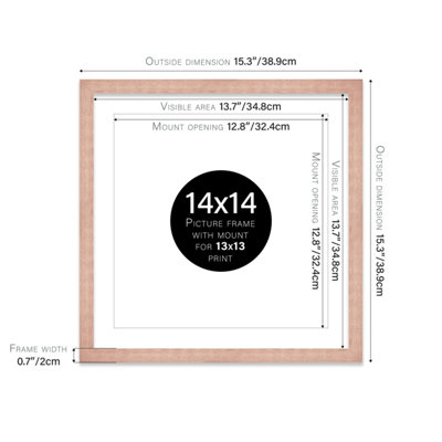 14x14" Bronze Picture Frame - 14x14" Square Frame with 13x13" Mount for ...