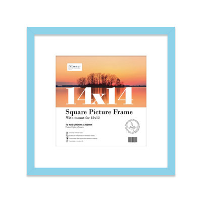14x14" Light Blue Picture Frame - 14x14" Square Frame with 12x12" Mount ...