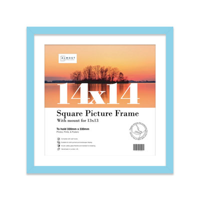 14x14" Light Blue Picture Frame - 14x14" Square Frame with 13x13" Mount ...