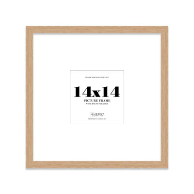 14x14" Oak Picture Frame - 14x14" Square Frame with 10x10" Mount for ...