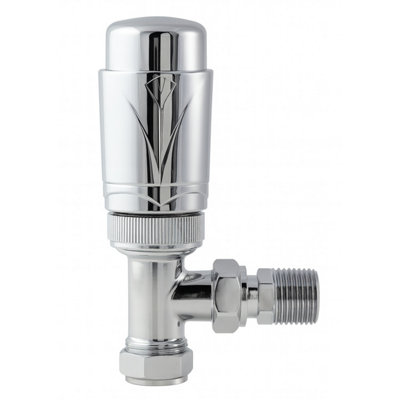 15/10mm A Rated TRV Angle Chrome Thermostatic Radiator Valve Single ...