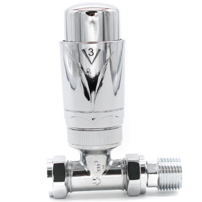 15/10mm A Rated TRV Straight Chrome Thermostatic Radiator Valve Single ...
