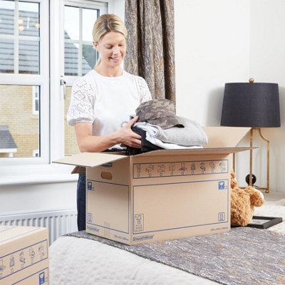 15 BANKERS BOX Cardboard Moving Boxes 100L Heavy Duty Double Wall Boxes ...