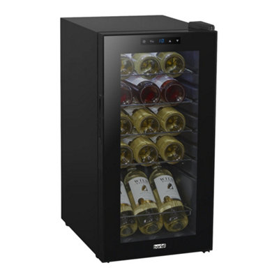 15 Bottle Dual Zone Freestanding Wine Cooler Fridge - LED Backlit BLACK ...