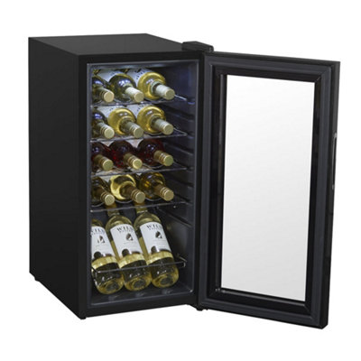 15 Bottle Dual Zone Freestanding Wine Cooler Fridge - LED Backlit BLACK ...