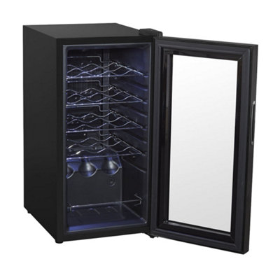15 Bottle Dual Zone Freestanding Wine Cooler Fridge - LED Backlit BLACK ...