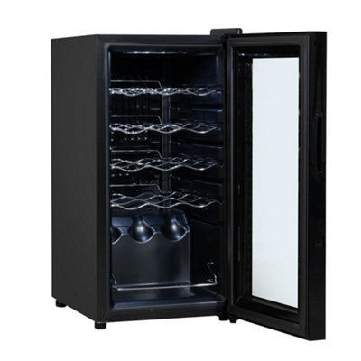 15 Bottle Dual Zone Freestanding Wine Cooler Fridge - LED Backlit BLACK ...