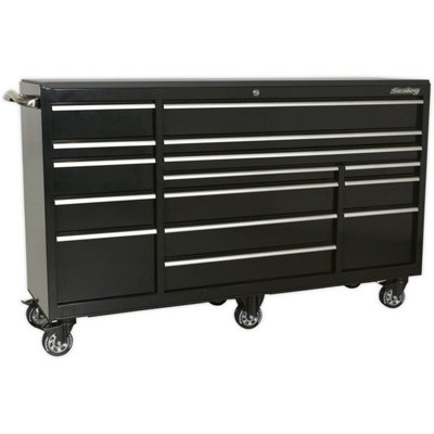 15 Drawer Black Portable Tool Chest with Locking Mobile Storage ...