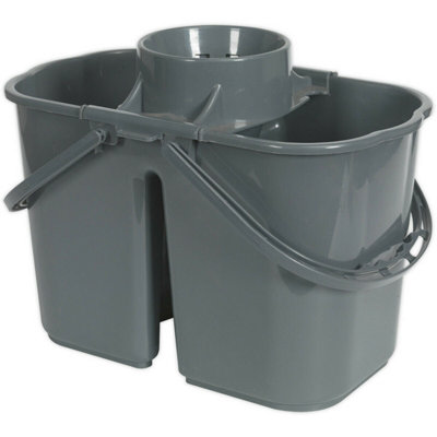 15 Litre Mop Bucket with Dual Compartments and Removable Wringer for ...