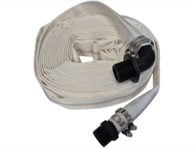 15 Meters - 1" Lay Flat SET F with 4 Hose Clips and Male Thread + Elbow ...