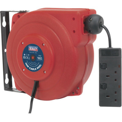 15 Metre Retractable Cable Reel System - 2 x 230V Plug Socket ...