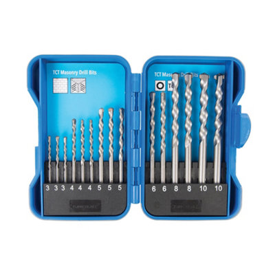 15 Piece Masonry Drill Bit Set 3 10mm ROUND SHAFT Tungsten Carbide Long ...
