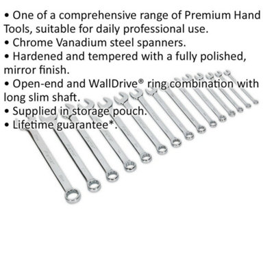 15-Piece Metric Combination Hand Spanner Set - 6mm to 22mm with Storage ...
