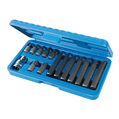 15 Piece TRX & 1/2" Socket Set T20 to T55 Short 30mm & Long 75mm Driver ...