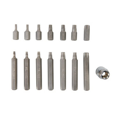 15 Piece TRX & 1/2" Socket Set T20 to T55 Short 30mm & Long 75mm Driver ...