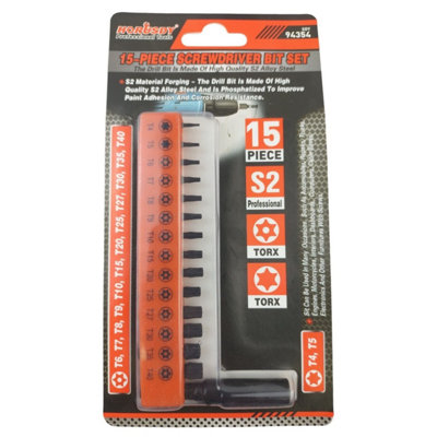 15 Pieces Screwdriver bit set Torx Hight Quality S2 Material T4 - T40