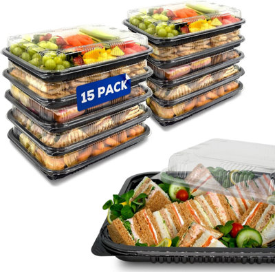 15 Sandwich Platter Trays with Lids - Reusable Buffet Serving Trays for ...