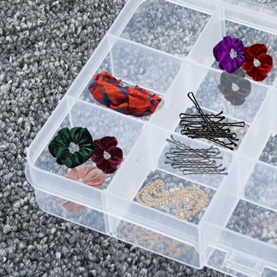 15 Slot Small Plastic Storage Box, Adjustable Divider Box