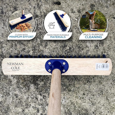 15" Stiff Outdoor Broom with PVC Hard Blue Bristle Brush