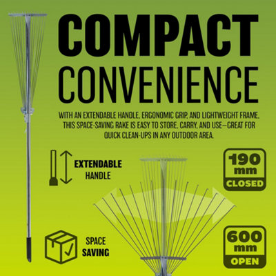 15 Teeth Rake Expanding Lawn Soil Leaves Garden Grass Soil Spring Cleaning