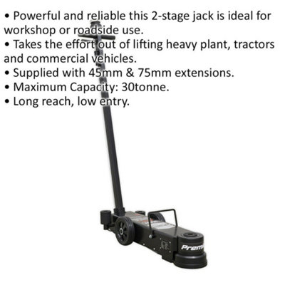 15 to 30 Tonne Telescopic Air Operated Jack - Long Reach Handle Low ...