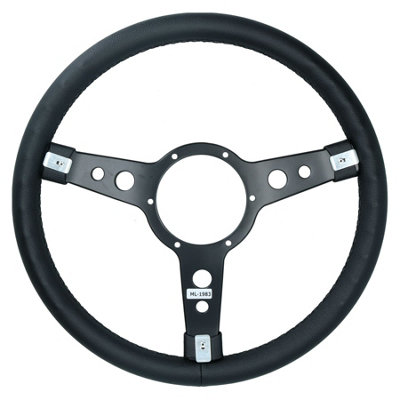 15" Traditional Classic Car Steering Wheel Black Vinyl 3 Spoke Centre 6 ...