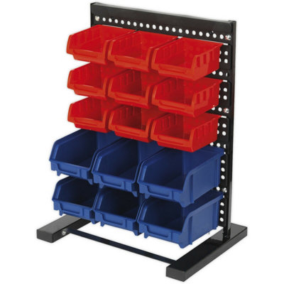 15 Tray / Bin Bench Mounted Parts Storage Rack - Garage & Warehouse ...
