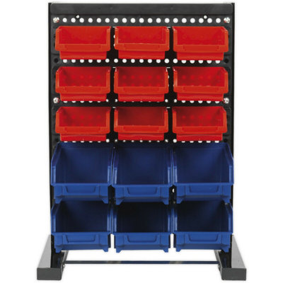 15 Tray / Bin Bench Mounted Parts Storage Rack - Garage & Warehouse ...