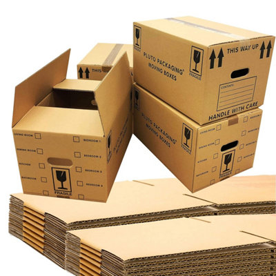 15 x Large Printed 18x12x10" House Moving Storage Boxes With Built In ...