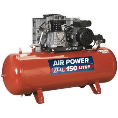 150 Litre Belt Drive Air Compressor - 3hp Motor - 1/2 Inch BSP Female ...