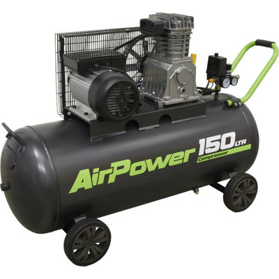 150 Litre Mobile Belt Drive Air Compressor - 3hp Motor - Quick Release ...