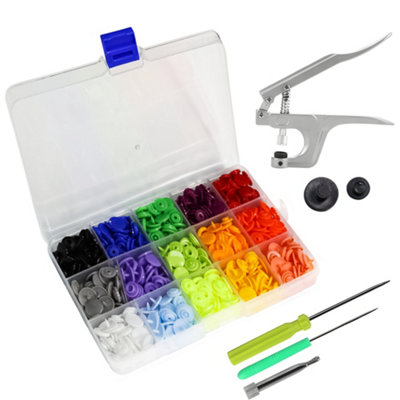 150 Sets Plastic Snap with Fixing Pliers, T5 KAM Snap 15 Colour Snap ...