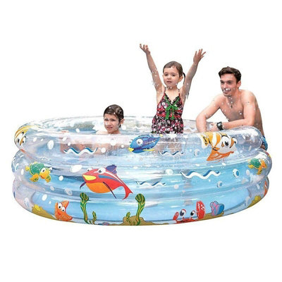 150 x 53cm Friendly Fun Fish Sea Design Inflatable Three Ring Paddling ...