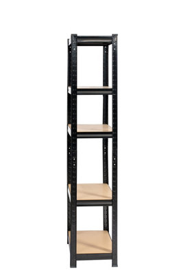 150 x 75 x 30cm - Black - 5 Tier Boltless Heavy Duty Garage Shelving ...
