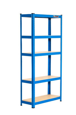 150 x 75 x 30cm - Blue - 5 Tier Boltless Heavy Duty Garage Shelving ...