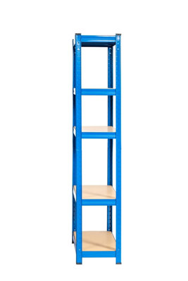 150 x 75 x 30cm - Blue - 5 Tier Boltless Heavy Duty Garage Shelving Unit - 1000kg Load Weight