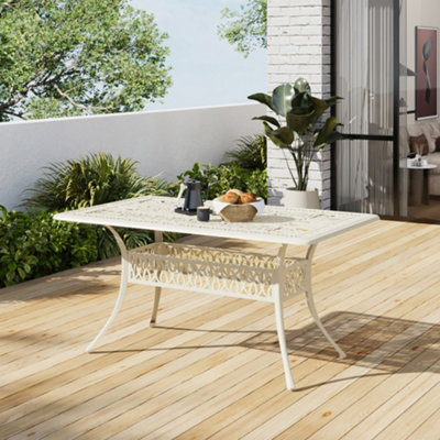 150 x 90cm Cast Aluminum Outdoor Patio Garden Table with Unique Hollow ...