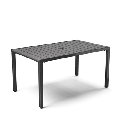 150 X 90CM RECTANGULAR OUTDOOR GARDEN WOOD EFFECT DINING TABLE WITH ...