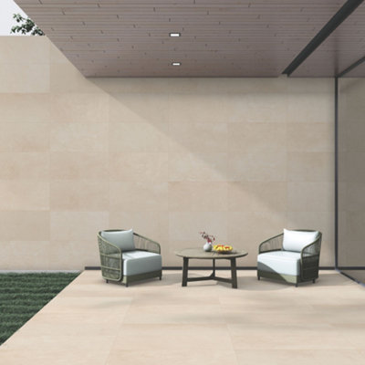 150 x Emerald Crema Stone Effect Gloss Porcelain Indoor Wall & Floor ...