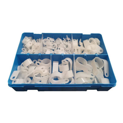 150 x Natural/White Nylon P Clips Metric Fasteners for Conduit, Cable ...