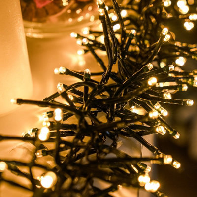 1500 Warm White Xmas Compact Tree Lights - Green Cable