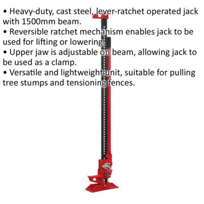 1500mm Heavy Duty Farm Jack with 2.5 Tonne Capacity and Reversible ...