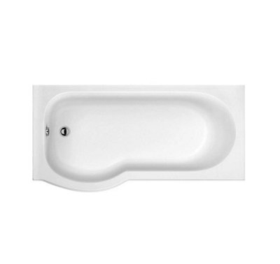 1500mm Left Hand P Shaped Bath with Front Panel High Gloss White Acrylic