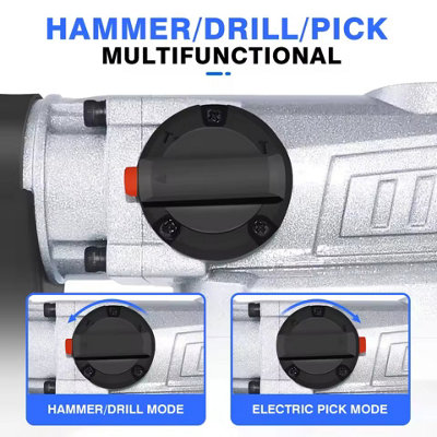 1500W Electric Demolition Hammer Rotary Drill, SDS Plus, 4 Functions