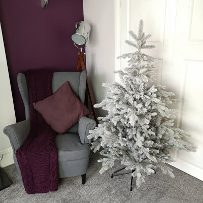 150cm 5ft Grey Frosted Grandis Fir PE / PVC Mix Hinged Festive ...