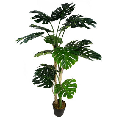 150cm (5ft) Luxury Monstera Plant Black Pot - Artificial Faux Plant ...