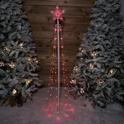 150cm (5ft) White Metal Maypole Tree with 106 Rainbow LED Wire Lights ...