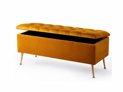 150cm Amara Chesterfield Ottoman Storage Bench - Plush Velvet Shoes ...
